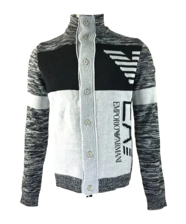 Emporio Armani Single-breasted Stand-neck Knitted Sweater
