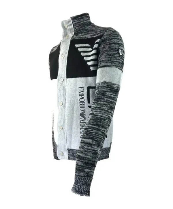 Emporio Armani Single-breasted Stand-neck Knitted Sweater