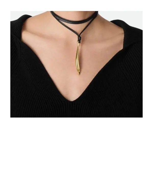 Bottega Veneta Sardine Leather Necklace - Black
