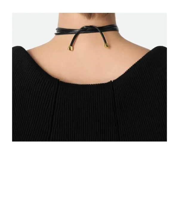 Bottega Veneta Sardine Leather Necklace - Black