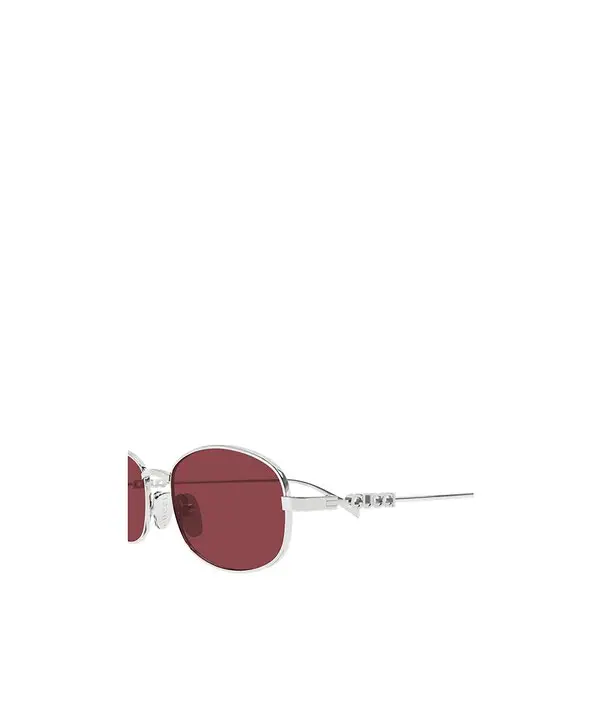 Gucci Oval Frame Sunglasses With Embossed Detailing - Silver