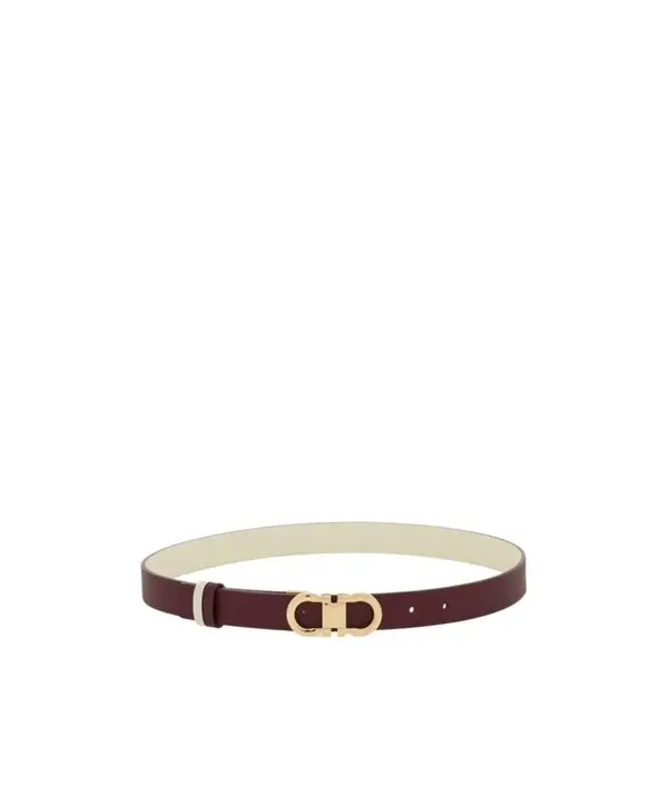 FERRAGAMO Reversible Gancini Buckle Belt - Plum/mascarpone