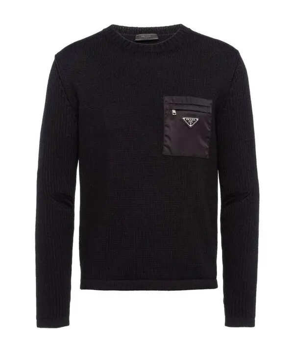 Prada Logo Rib Knitted Jumper - Black