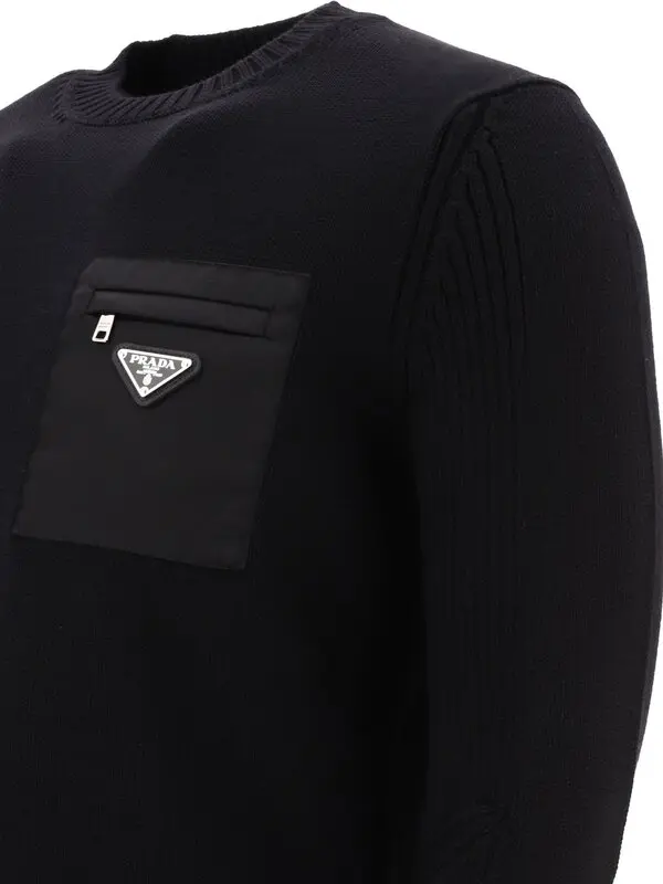 Prada Logo Rib Knitted Jumper