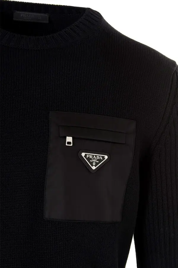 Prada Logo Rib Knitted Jumper