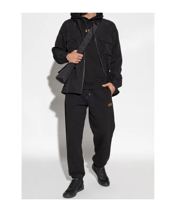 Versace Logo Plaque Drawstring Hoodie