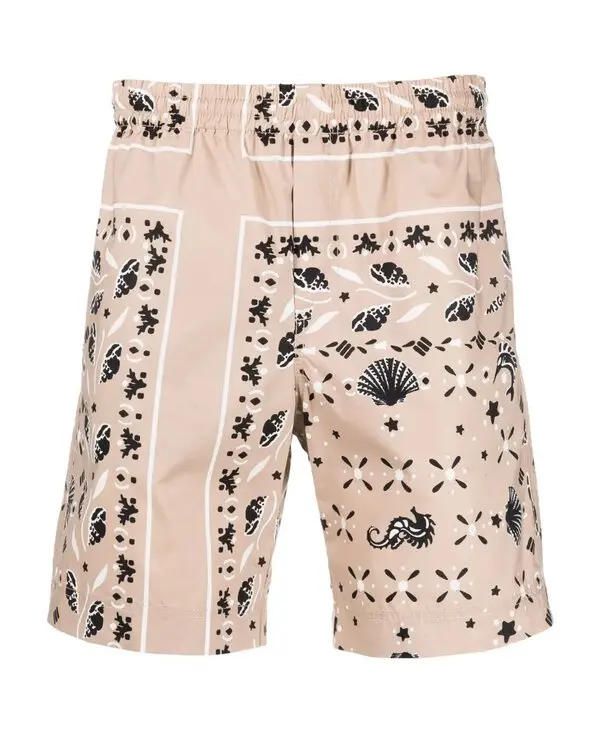 MSGM Paisley Printed Elasticated Waist Shorts - Nude