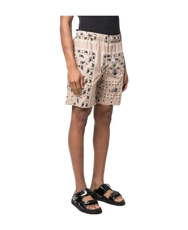MSGM Paisley Printed Elasticated Waist Shorts - Nude