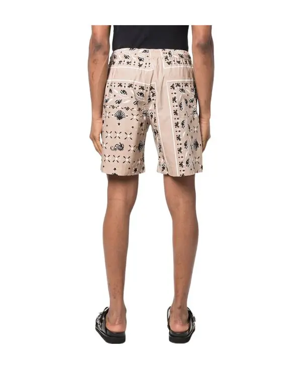 MSGM Paisley Printed Elasticated Waist Shorts - Nude