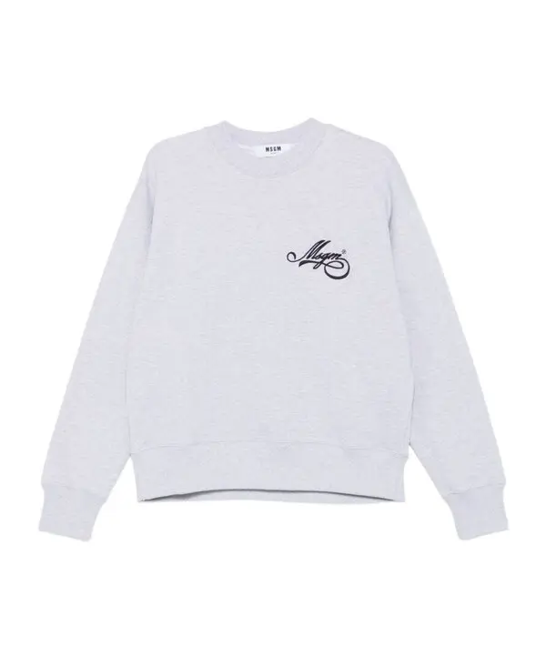 MSGM Cursive Logo Jersey Sweatshirt - Grey