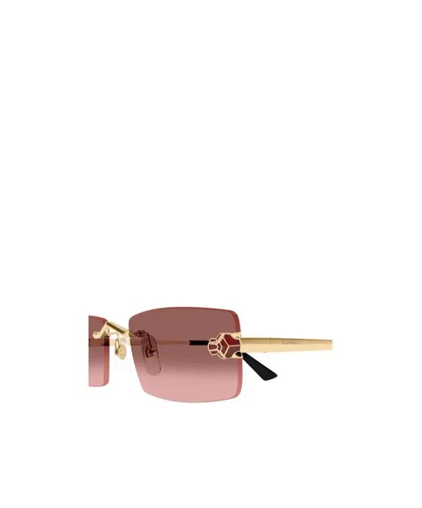 Cartier Rimless Rectangular Sunglasses - Brown
