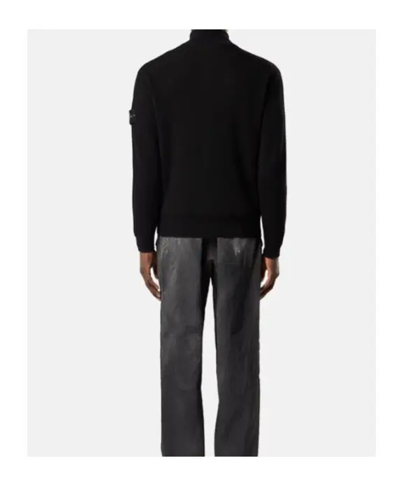 Stone Island Logo Patch Zip-up Cardigan - Black