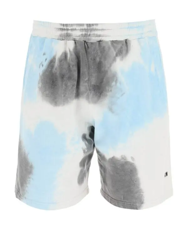 MSGM Tie-dye Sports Shorts With Logo Detail - Blue