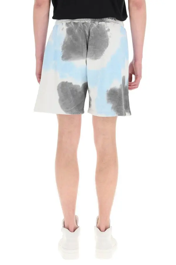 MSGM Tie-dye Sports Shorts With Logo Detail - Blue