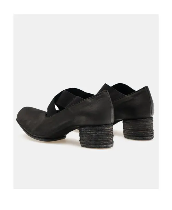 UMA WANG Square-toe Leather Ballerina With Cross-band Detail - Black