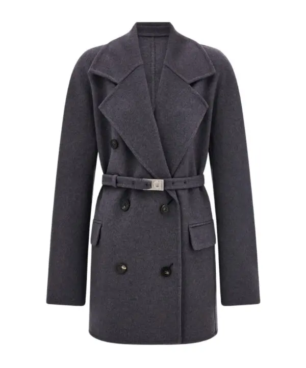 FERRAGAMO Double Breasted Belted Long Jacket