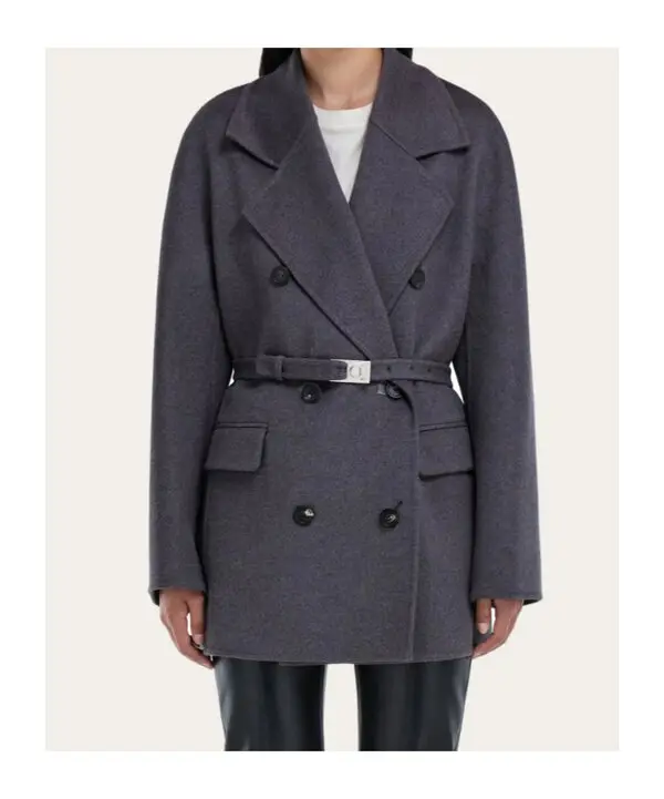 FERRAGAMO Double Breasted Belted Long Jacket