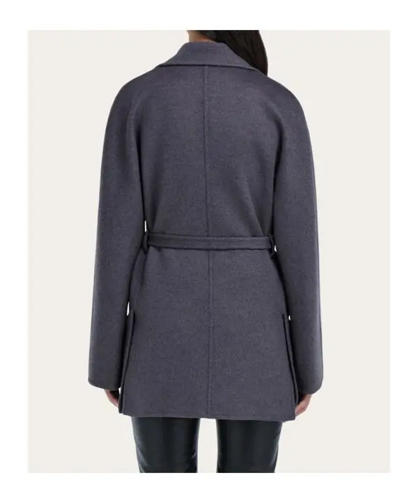 FERRAGAMO Double Breasted Belted Long Jacket