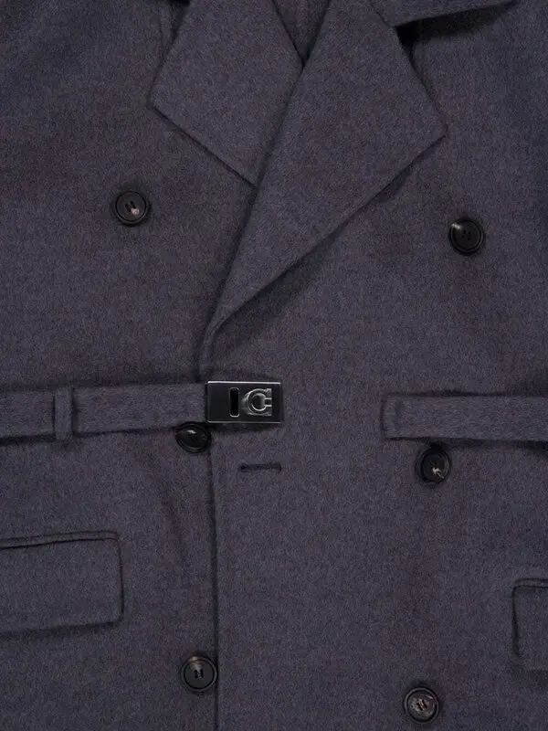 FERRAGAMO Double Breasted Belted Long Jacket