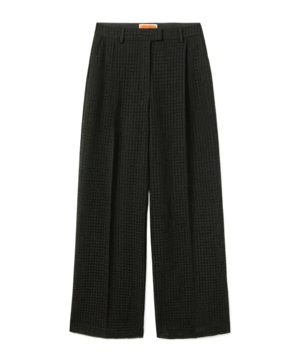 La DoubleJ Grid-pattern Cotton Trousers - Black