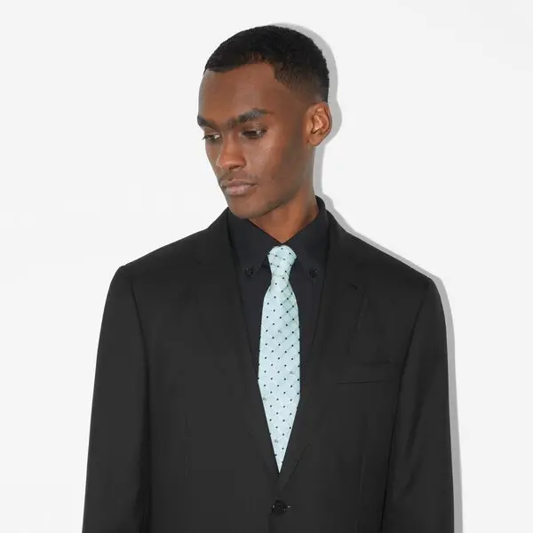 Burberry Silk Tie With Dot Print - Green