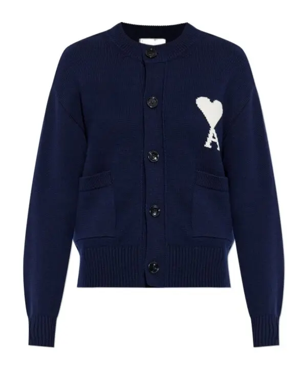 AMI Paris Long Sleeve Cardigan - Black