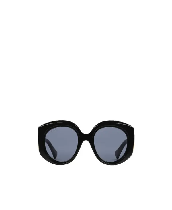 Gucci Logo-plaque Round-frame Sunglasses - Gray