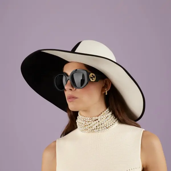 Gucci Logo-plaque Round-frame Sunglasses - Gray