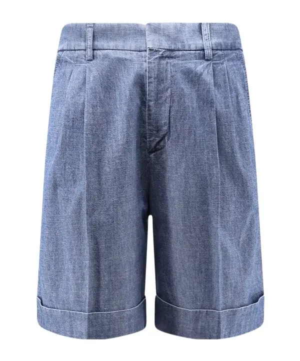 Valentino Garavani Turn-up Hem Denim Shorts With Embroidered Side Trim