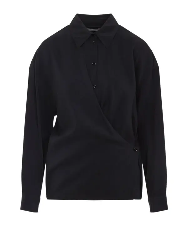 LEMAIRE Long-sleeved Draped Shirt - Black