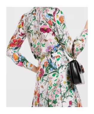 Gucci Flora Print Bow Neck Long Sleeve Shirt