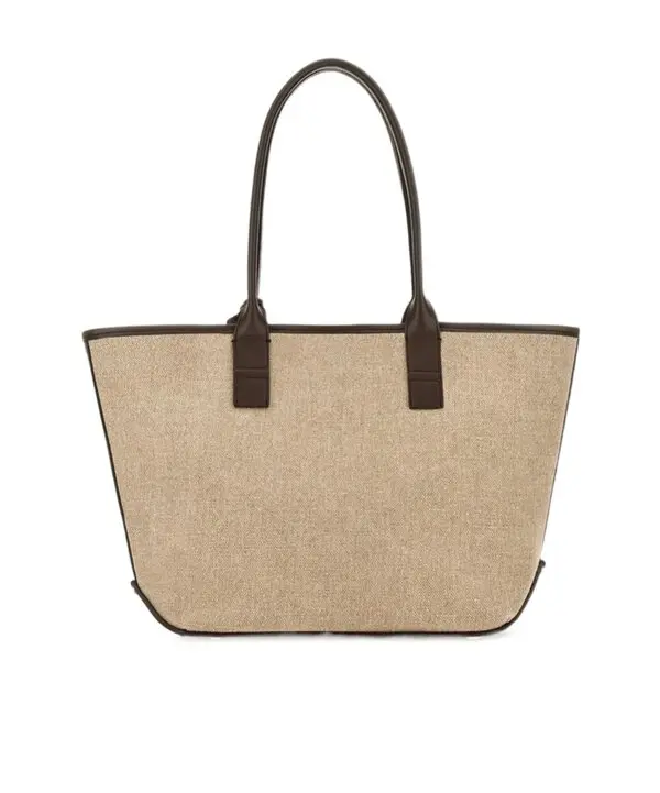 Hogan Logo Embossed Trapezoidal Tote Bag - Brown Ivory