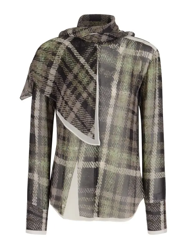Acne Studios Checked Pussy-bow Blouse - Black