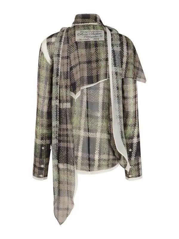 Acne Studios Checked Pussy-bow Blouse