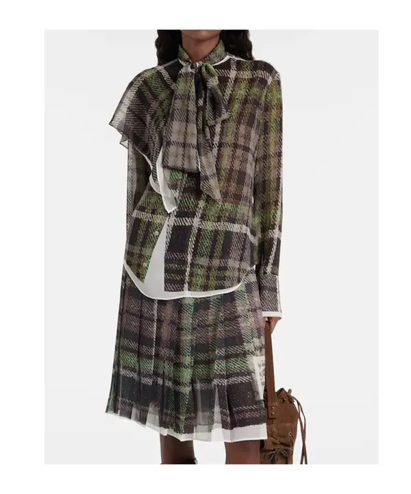 Acne Studios Checked Pussy-bow Blouse
