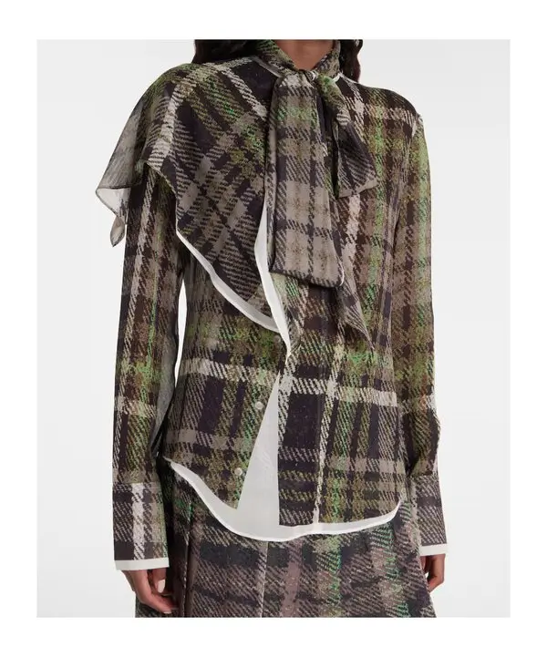 Acne Studios Checked Pussy-bow Blouse