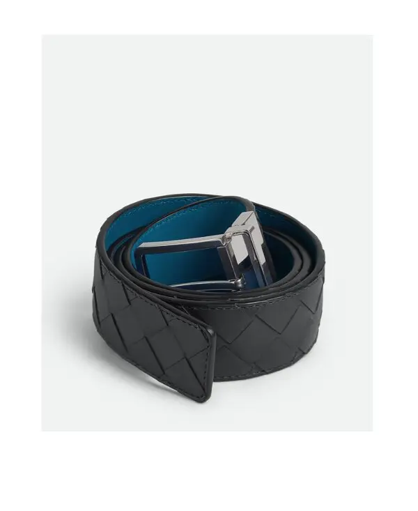 Bottega Veneta Intrecciato Reversible Buckle Belt - Black