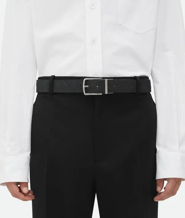 Bottega Veneta Intrecciato Reversible Buckle Belt - Black