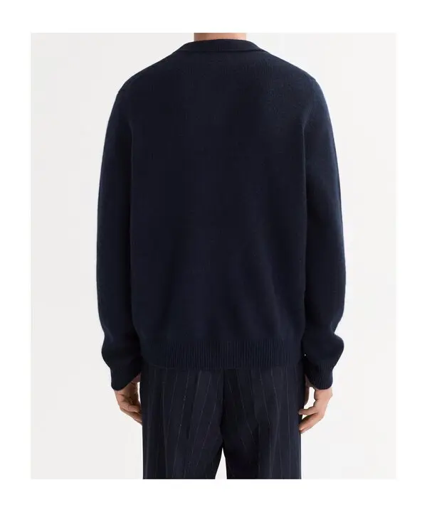 Soft Goat Cashmere Polo Sweater With V-neck