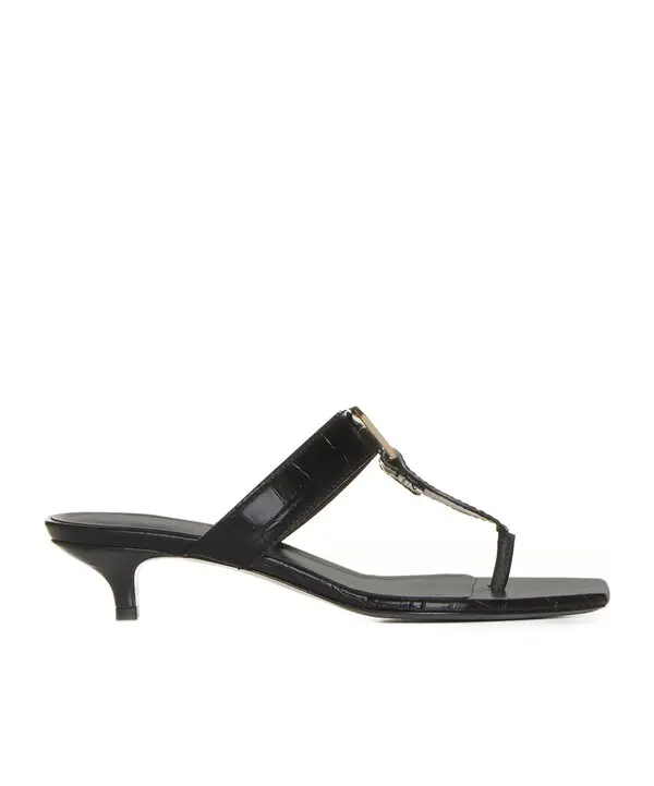 TOTEME Belted Embossed Mules - Black
