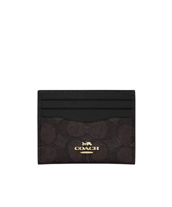 COACH Slim Id Card Case In Signature Canvas - Im/walnut/black