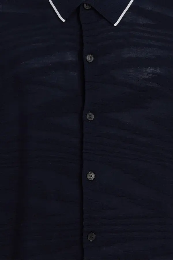 Missoni Contrasting-trim Wool-blend Shirt - Black