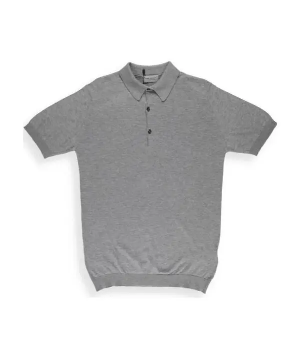 John Smedley Adrian Fine Knit Polo Shirt - Gray
