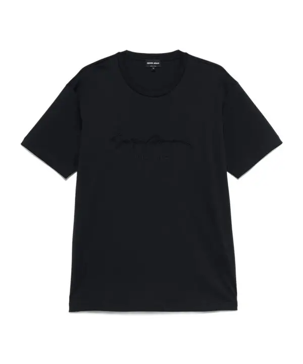 Giorgio Armani Logo Embroidered T-shirt - Blue