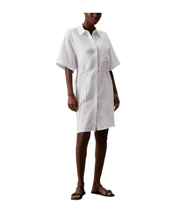 Calvin Klein Short-sleeve Belted Shirtdress - Multicolor
