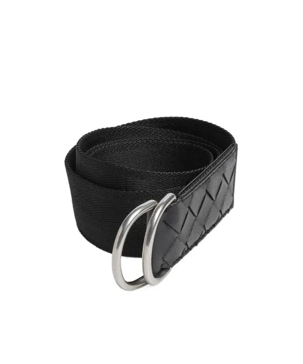 Bottega Veneta Webbing Nastro Belt With Double Buckle - Black