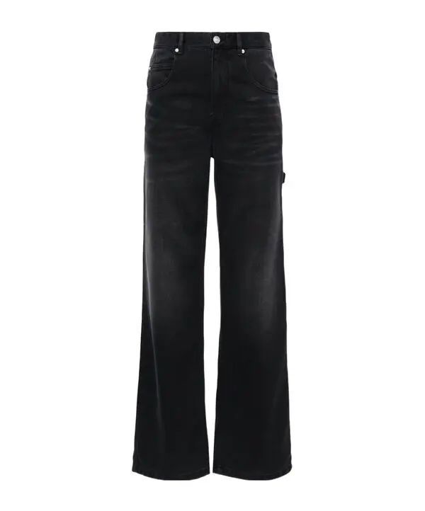 Isabel Marant Étoile Bymara Logo Patch Wide-leg Jeans - Black