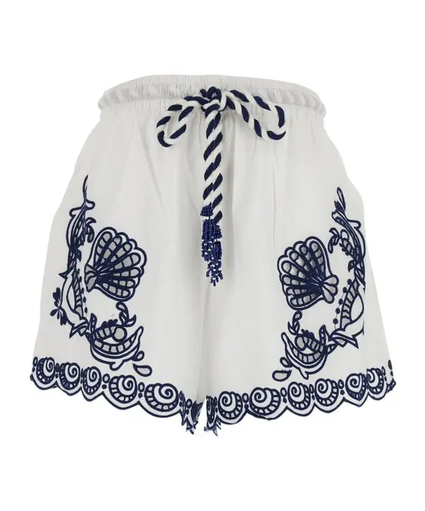 Farm Rio Federica Tosi Garden Tiles Richelieu Shorts - White
