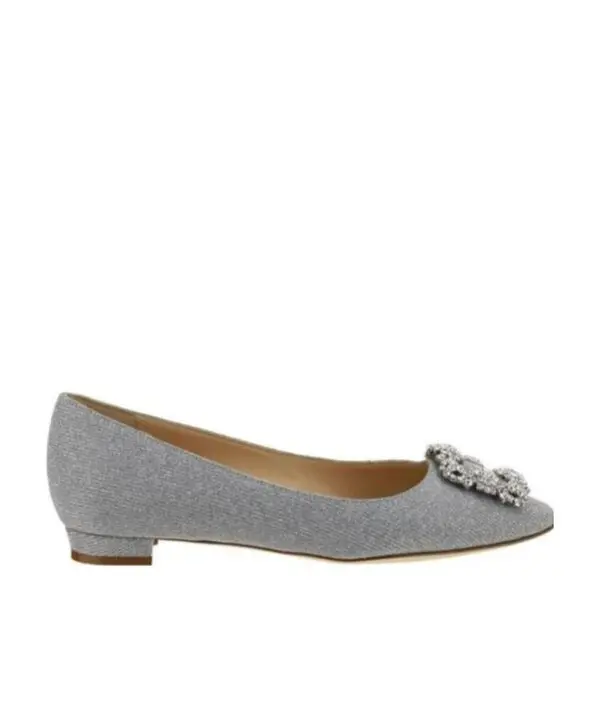 Manolo Blahnik Logo Embellished Flats - Gray
