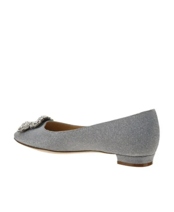 Manolo Blahnik Logo Embellished Flats - Gray